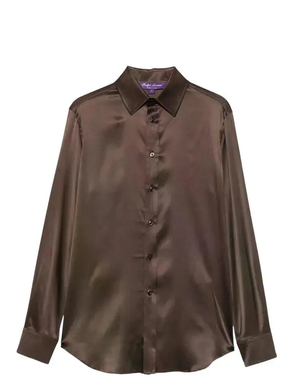 Ralph Lauren Cameron Silk Charmeuse Shirt - Brown
