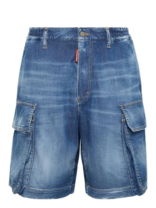 Dsquared2 Summer Lovers Medium Wash Loose Cargo Shorts - Blue