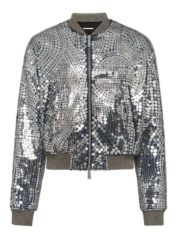 Dsquared2 Silver Supernova 80's Bomber Jacket - Blue