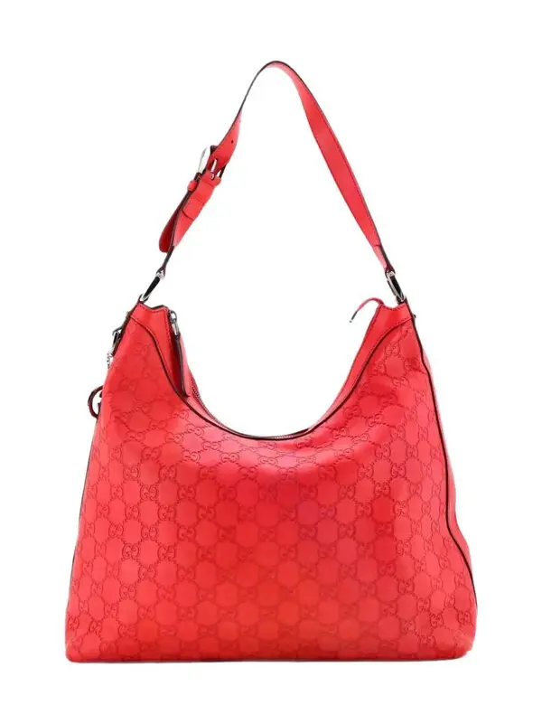 Gucci Pendant Hobo Guccissima Leather Medium Shoulder Bag - Red