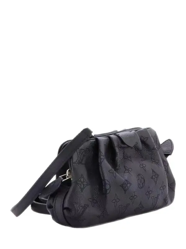 LOUIS VUITTON Scala Pouch Bag Mahina Leather Mini Clutch Bag - Black