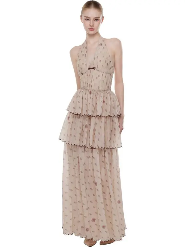 MONTSAND Printed Tiered Ruffle Linen-blend Maxi Dress - Print