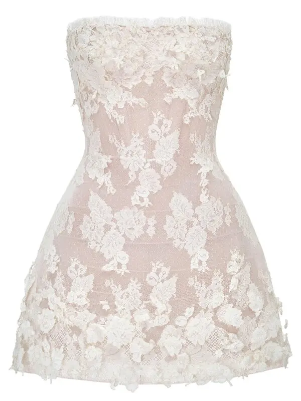 MONTSAND 3d Floral Lace Mini Dress - Ivory