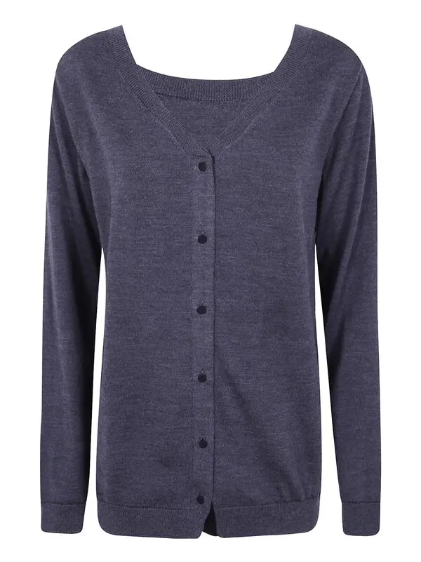 SEMICOUTURE V-neck Virgin Wool Cardigan - Anthracite Gray