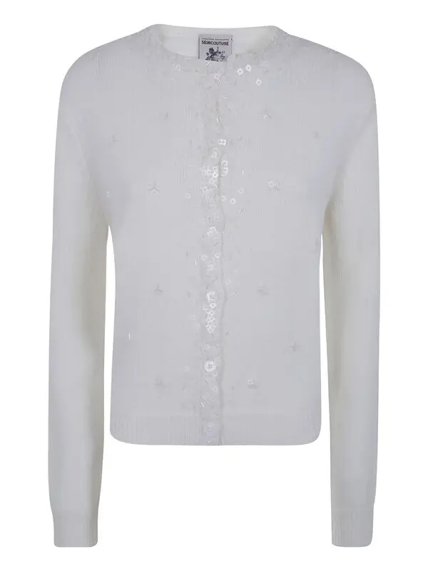 SEMICOUTURE Gipsy Sequin-embellished Bead-detail Cardigan - Gray