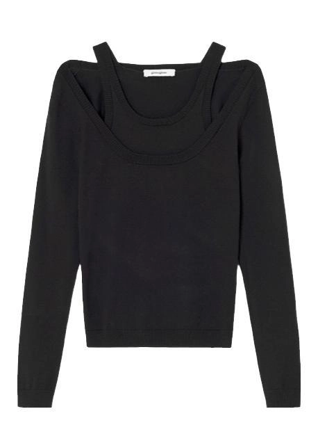 Gimaguas Toile Layered Neck Knitted Sweater - Black