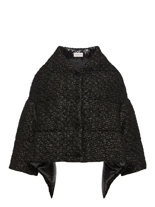 Moncler Wool Blend Tweed Cape - Black