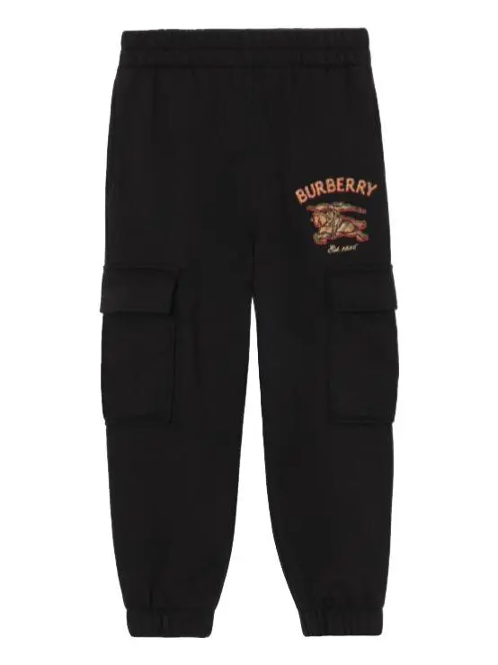 Burberry Knight Check Cotton Jogging Pants - Black