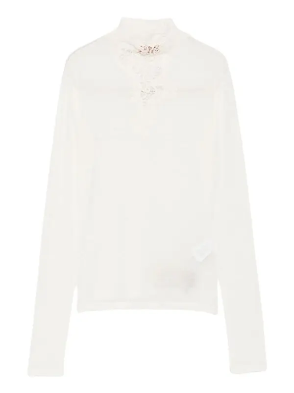 Ermanno Scervino Lace-appliqué High-neck Sweater - White