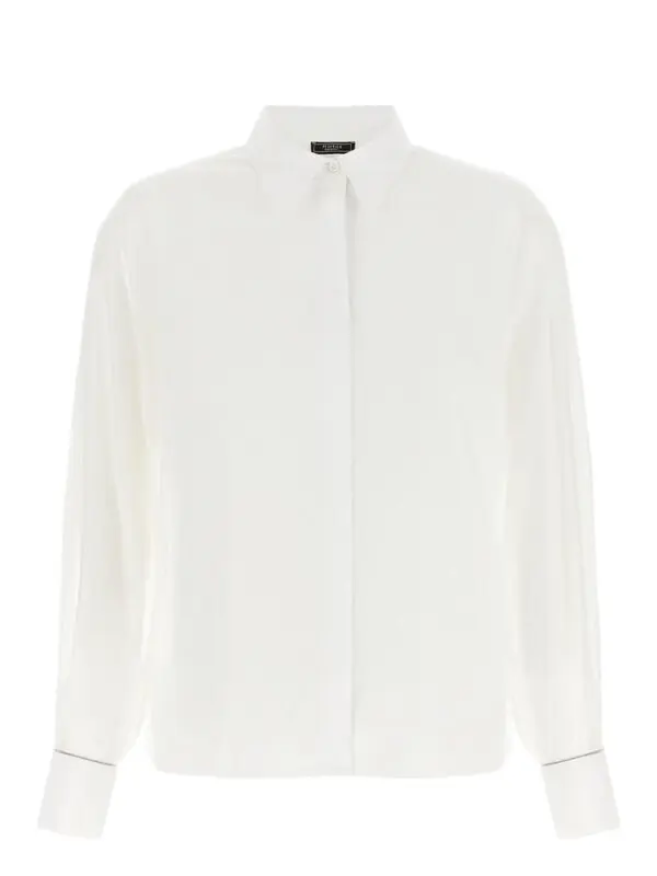Peserico Sheer-sleeve Stretch Cotton Shirt - White