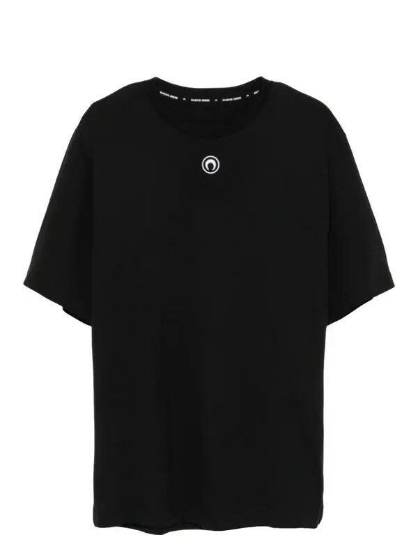 MARINE SERRE Embroidered Logo Short Sleeve Tee - Black