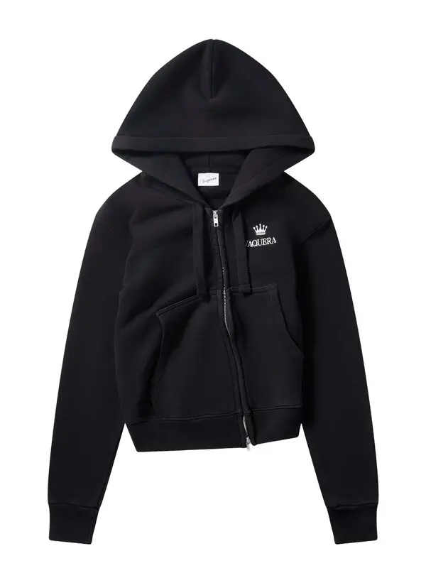 Vaquera Asymmetric Zip-up Hoodie - Black