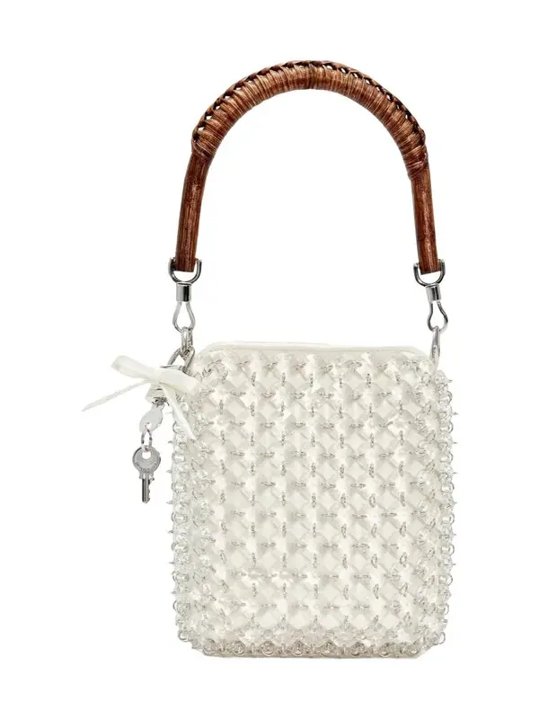 SELF-PORTRAIT Crystal Chain Mini Shoulder Bag - Cream