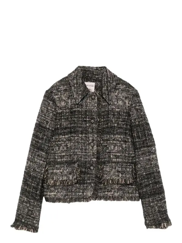 SEMICOUTURE Bouclé Frayed Jacket - Gray