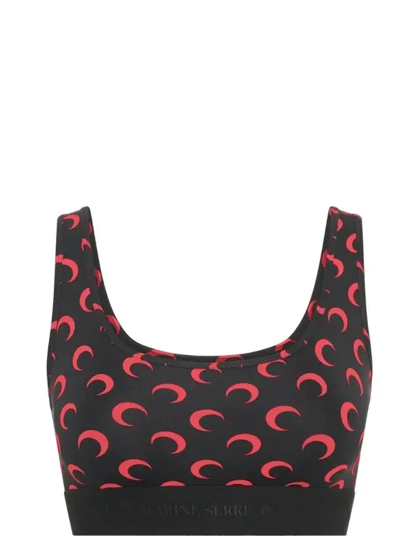 MARINE SERRE Crescent Moon-print Sports Bra - Black