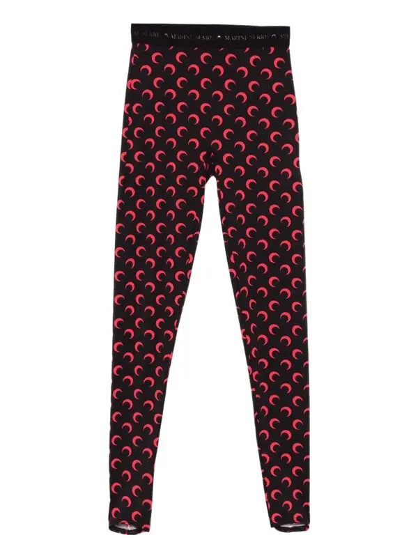 MARINE SERRE All-over Print Leggings With An Elastic Waistband - Black