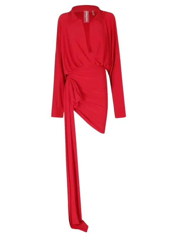Norma Kamali Bow-detail Draped Asymmetric Mini Dress - Red