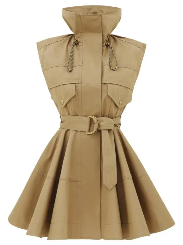 Zimmermann Clash Drill Utility Mini Dress - Khaki
