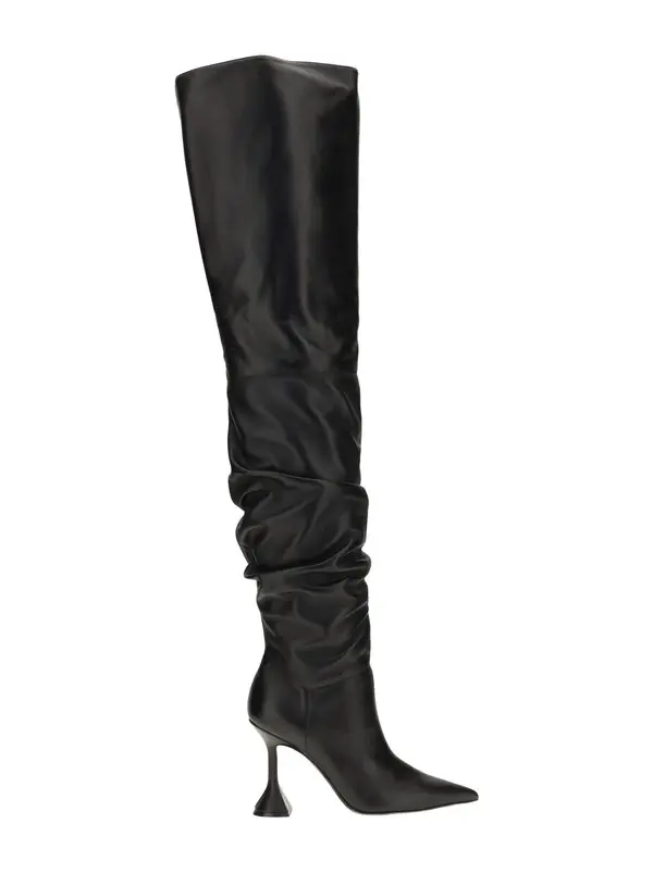 Amina Muaddi Pointed-toe Knee-high Boots - Black