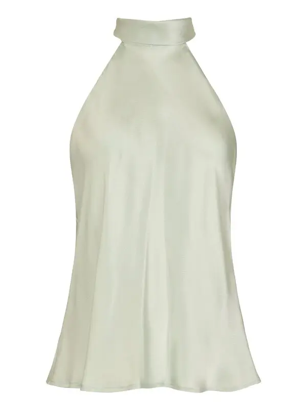 FRANCESCA MIRANDA Halo Silk Halter Top - Blue