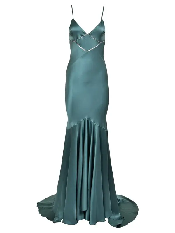 FRANCESCA MIRANDA Lagoon Silk Bias Maxi Dress - Blue