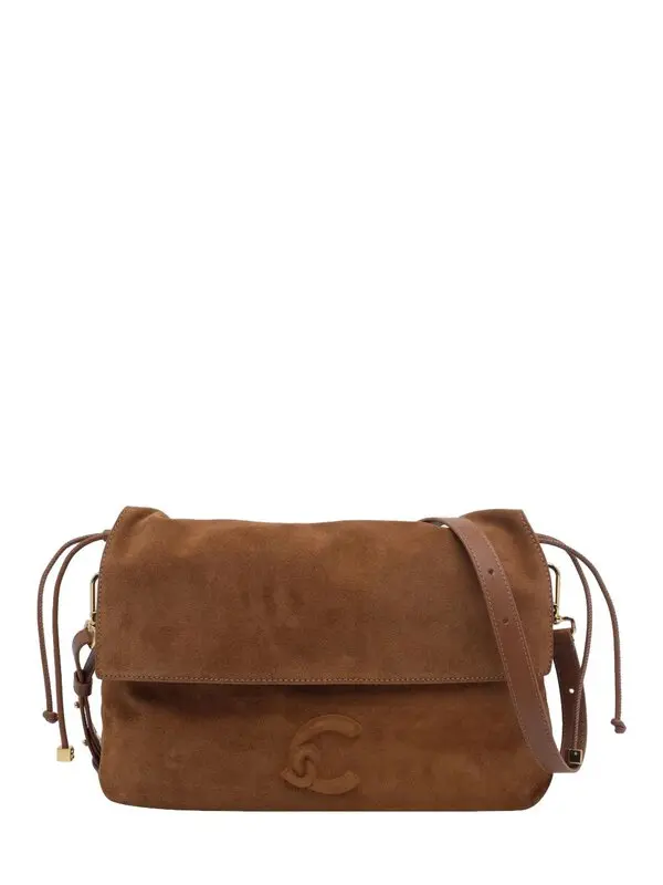 COCCINELLE Lidia Suede Calfskin Shoulder Bag With Drawstring - Brown