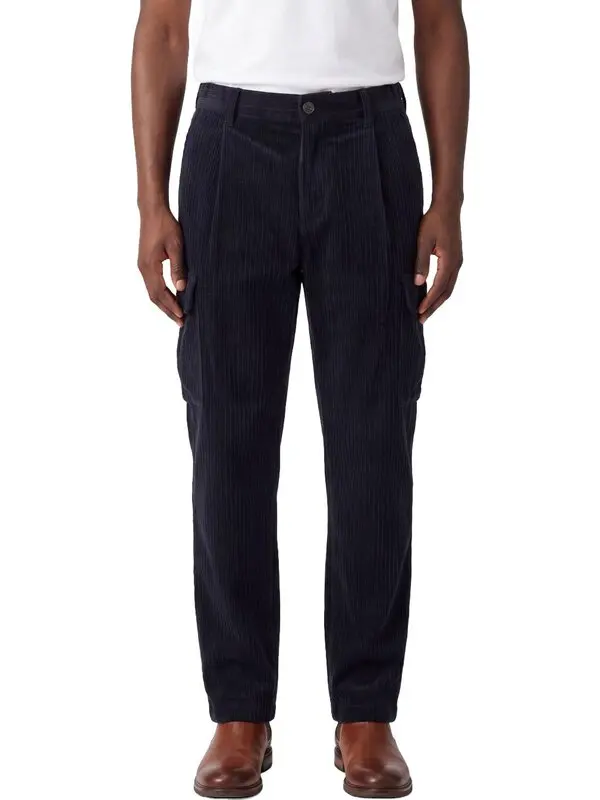Herno Corduroy Cargo Trousers With Slash And Side Pockets - Blue