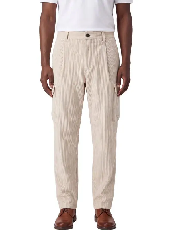 Herno Corduroy Cargo Trousers With Slash And Side Pockets - White