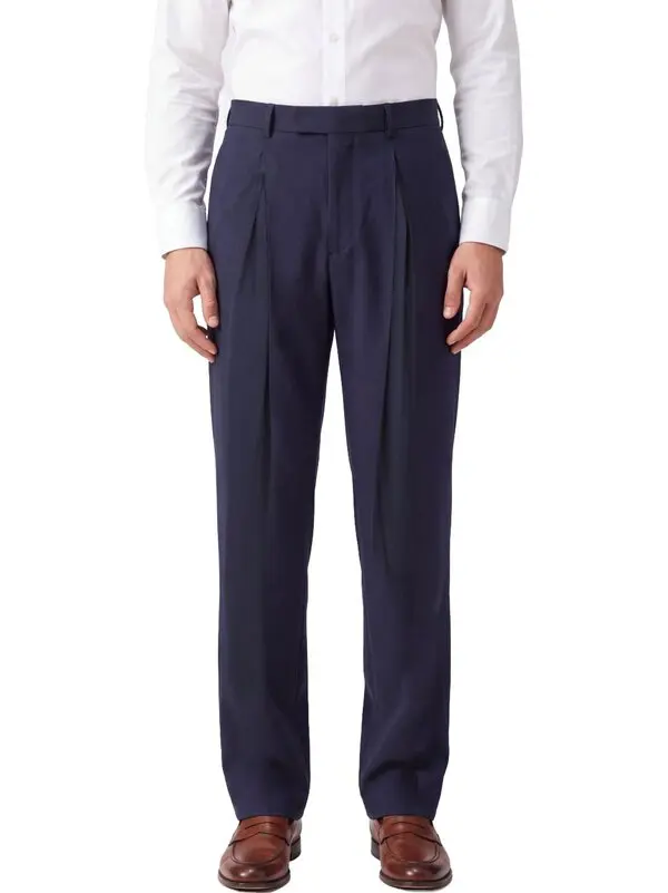 Jacquemus Slim Fit Pleated Tailored Trousers In Viscose Cotton Blend - Blue