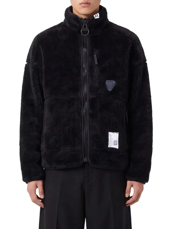 Mihara Yasuhiro Fleece Jacket With High Neck And Embroidered Logo - Black