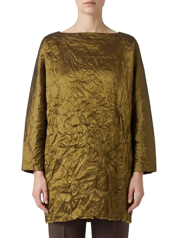 DANIELA GREGIS Long-sleeved Crinkled Silk Blouse - Yellow