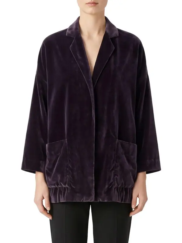 DANIELA GREGIS Single-breasted Cotton Velvet Blazer With Patch Pockets - Brown