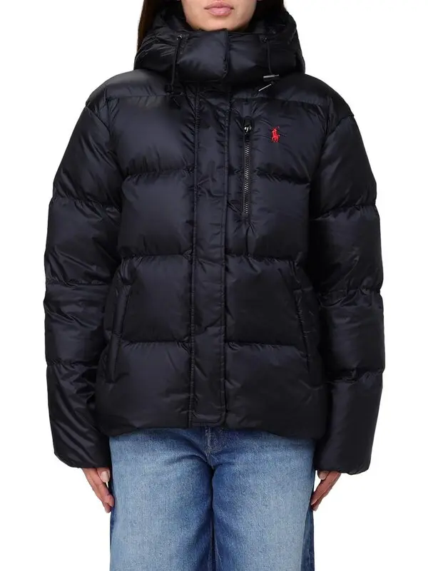 Polo Ralph Lauren Short Hooded Down Jacket In Recycled Nylon With Pony Logo - Black