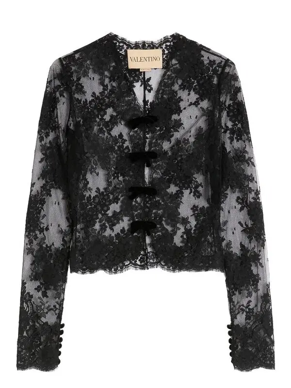 Valentino Garavani Lace Shirt With Bows - Black