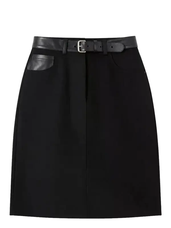 Max Mara Belted Leather-trim Mini Skirt - Black