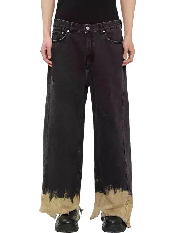 44 LABEL GROUP Dmth Bleach-effect Raw-cut Jeans - Black