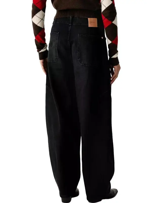 MOS MOSH Rosy Panelled Barrel-leg Jeans - Black