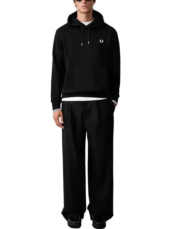 Fred Perry Logo-embroidered Hoodie - Black