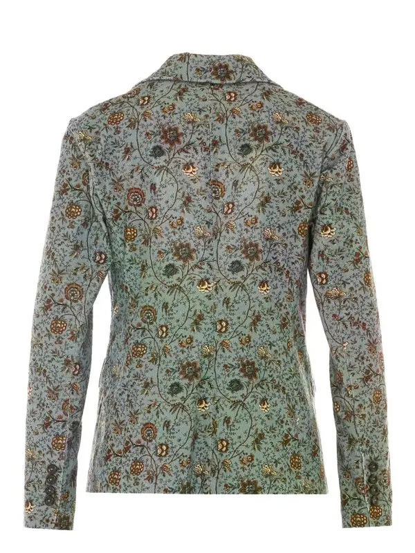 CIRCOLO 1901 Floral-print Corduroy Jacket - Blue