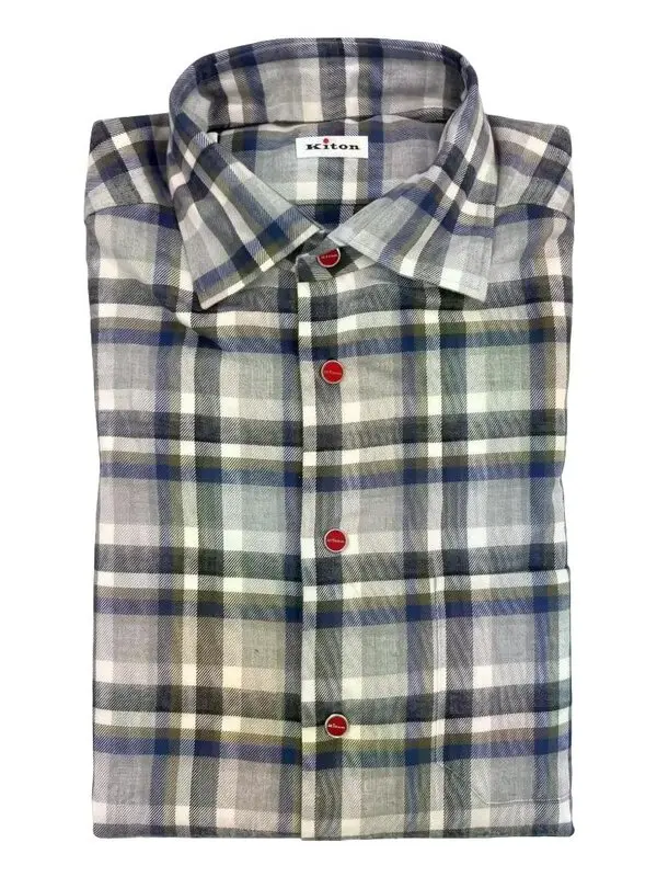 Kiton Check-print Button-down Shirt - Grey