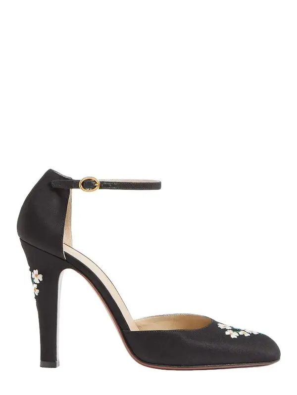Valentino Garavani Hi Dolly Fabric 105mm Pumps With Floral Embroidery - Black