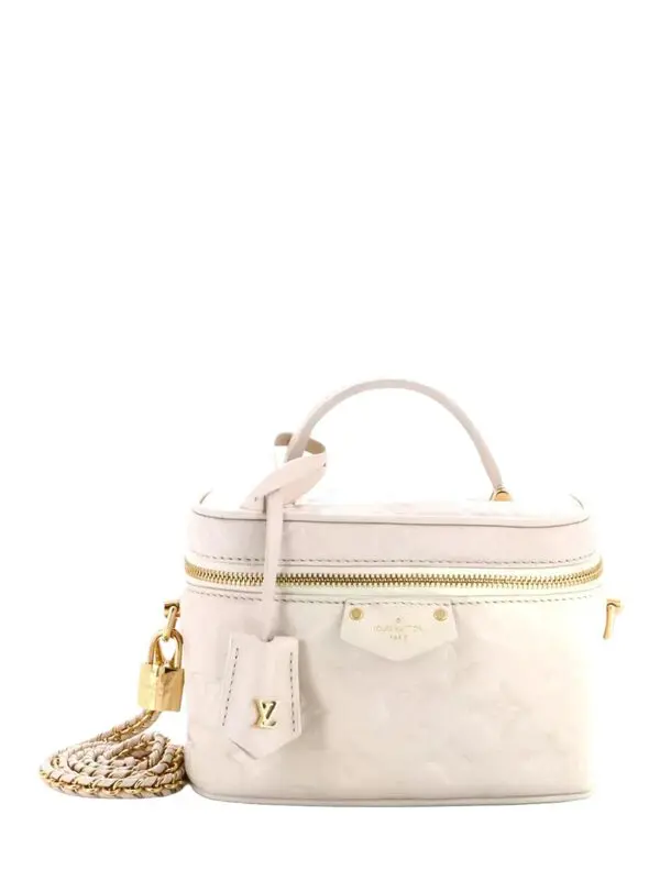 LOUIS VUITTON Vanity Handbag Monogram Embossed Lambskin Pm Satchel - Neutrals