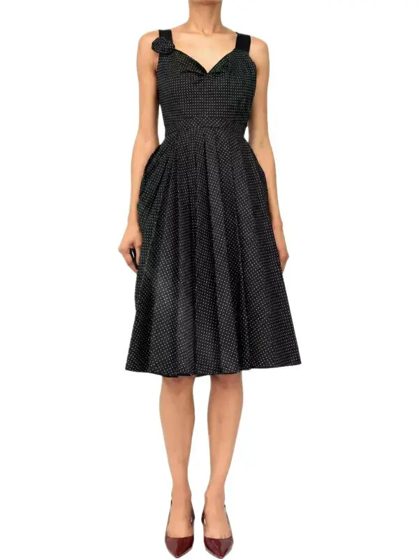 Prada Polka Dot Slip Midi Dress - Black