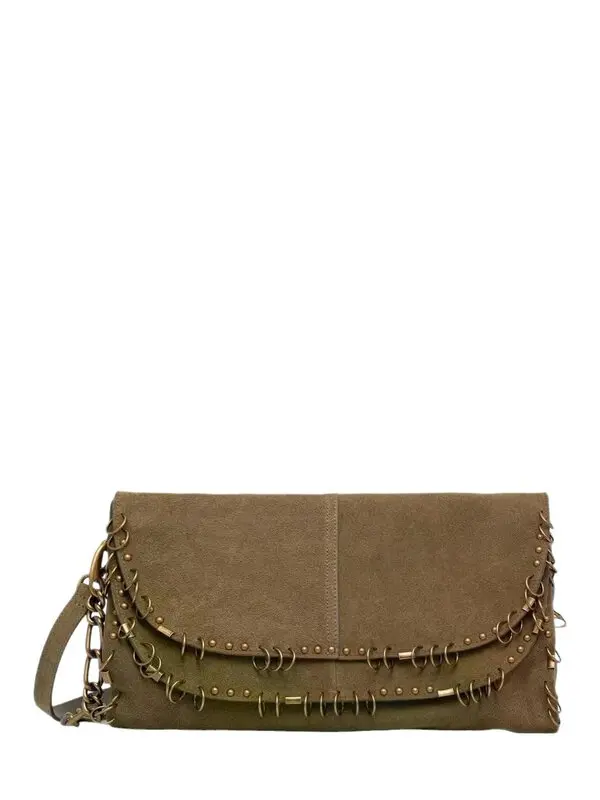Patrizia Pepe Ring-detailed Suede Shoulder Bag - Brown
