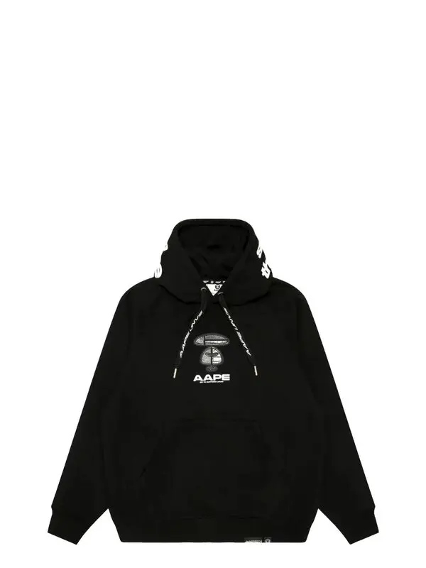 AAPE BY *A BATHING APE Moonface Logo-embroidered Hoodie - Black