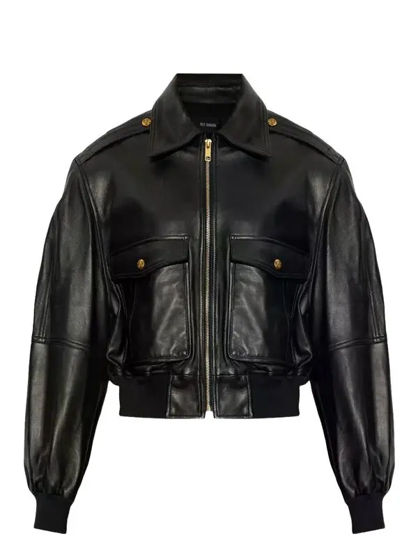 WILLY CHAVARRIA Button-flap Leather Jacket - Black