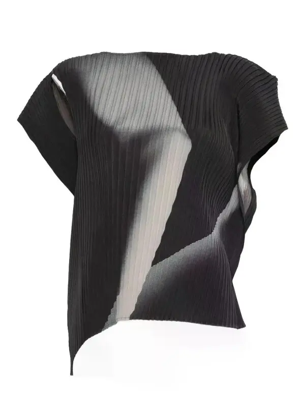 Issey Miyake Pleated Asymmetric-hem Blouse - Black
