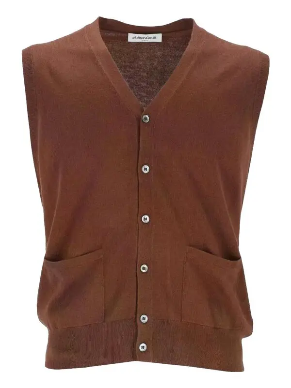 Al Duca D'aosta Button-up V-neck Knitted Vest - Brown