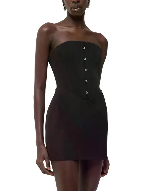 NISSA Structured Corset Mini Dress - Black
