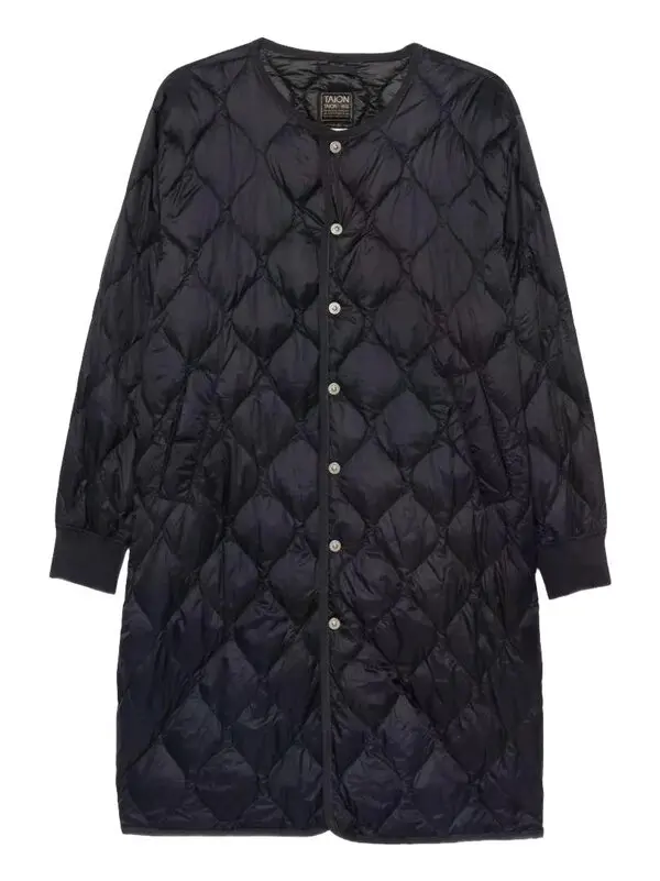 Taion Quilted Long-line Coat - Blue